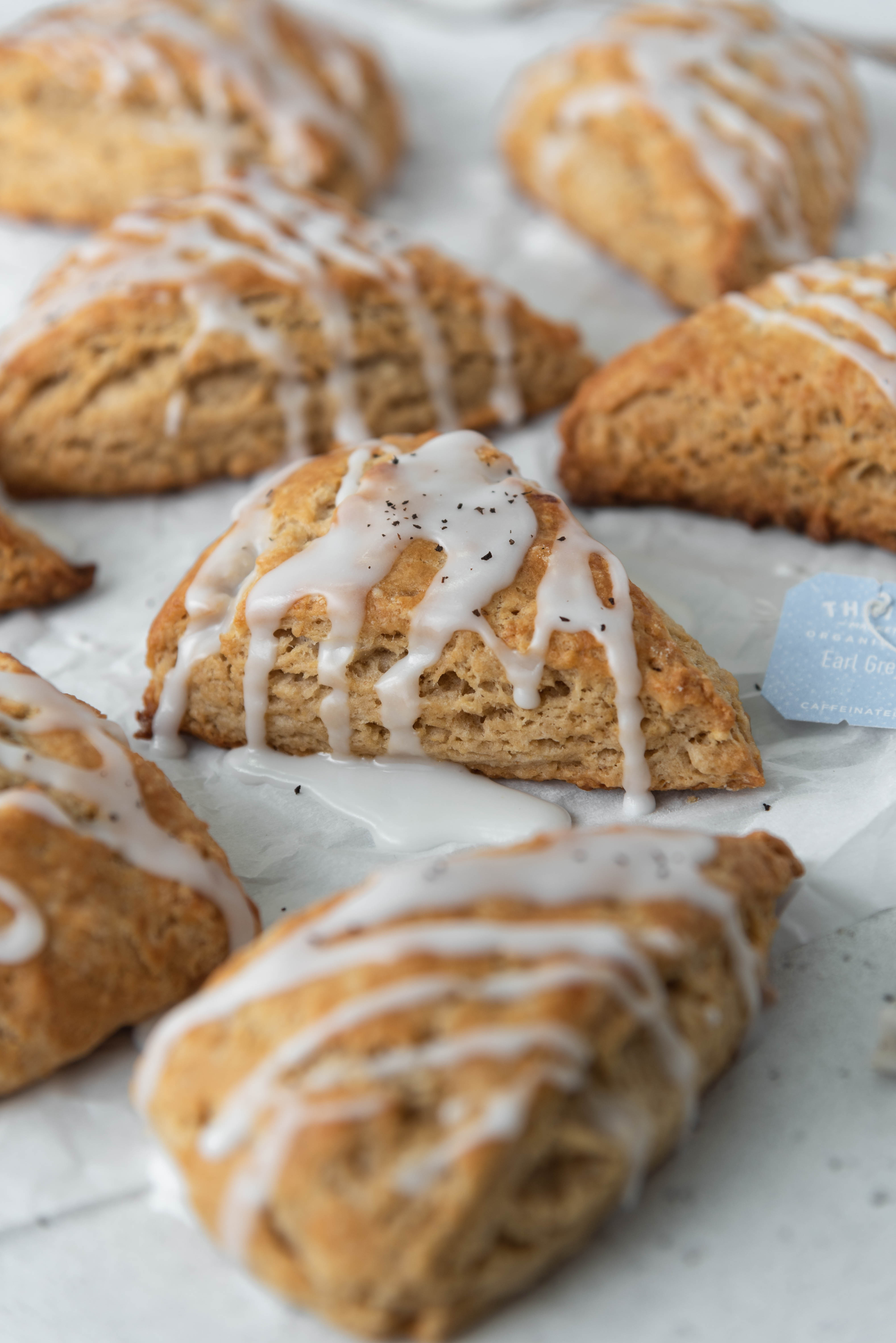 Earl Grey Scones w/ Glaze, Vegan - Samantha Schwab
